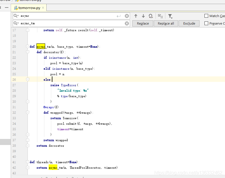 python3下tomorow模块报语法错误def async(n, base_type, timeout=None): ^ SyntaxError: invalid syntax ...