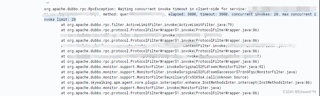 dubbo异常分析elapsed: 3000, timeout: 3000. concurrent invokes: 20. max concurrent invoke limit: 20 ...
