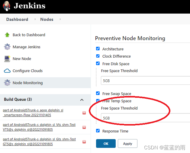 [JENKINS] Disk space is too low. Only 1.019GB left for server_stream_221_disk space is below ...