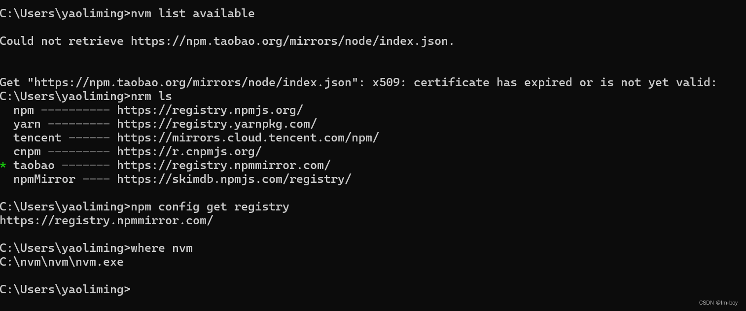 nvm报错Could not retrieve https://npm.taobao.org/mirrors/node/index.json.-CSDN博客