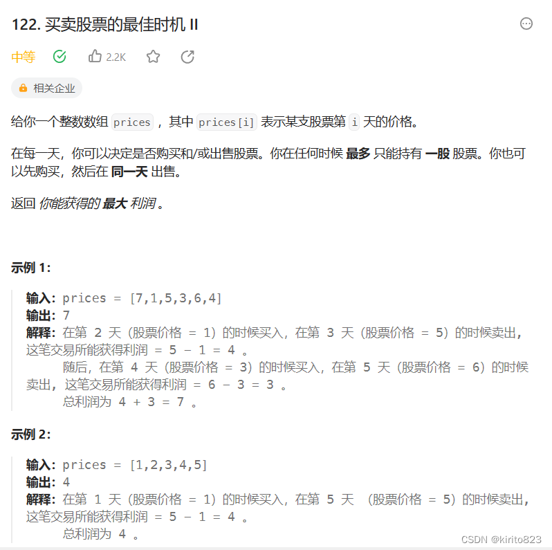 Leetcode买卖股票的最佳时机ii股票买卖leetcode Csdn博客 