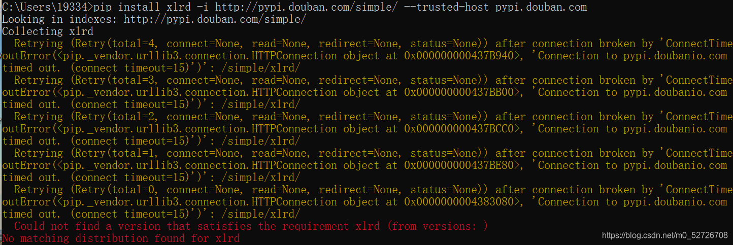 Python pip安装parallel一直报错Could not find a version that satisfies the requirement xlrd (from ...
