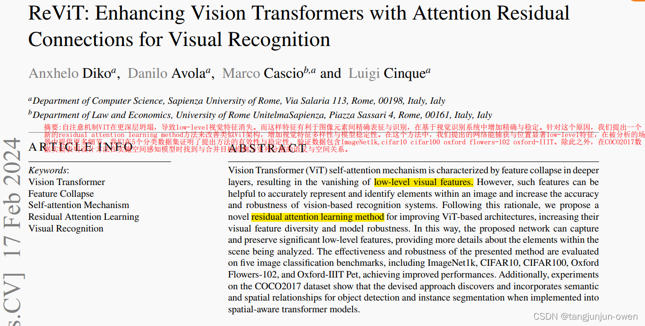 ReViT: Enhancing Vision Transformers with Attention Residual Connections for Visual Recognition ...