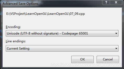 VS2015输出OpenGL窗口中文乱码_vs2015 advanced save options-CSDN博客
