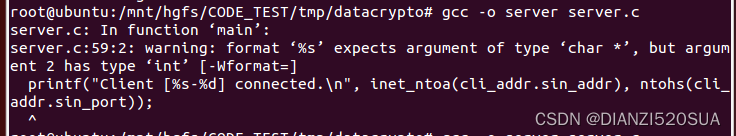 打印inet_ntoa(...)报format ‘%s’ expects argument of type ‘char *’, but argument 2 has type ‘int‘警告 ...