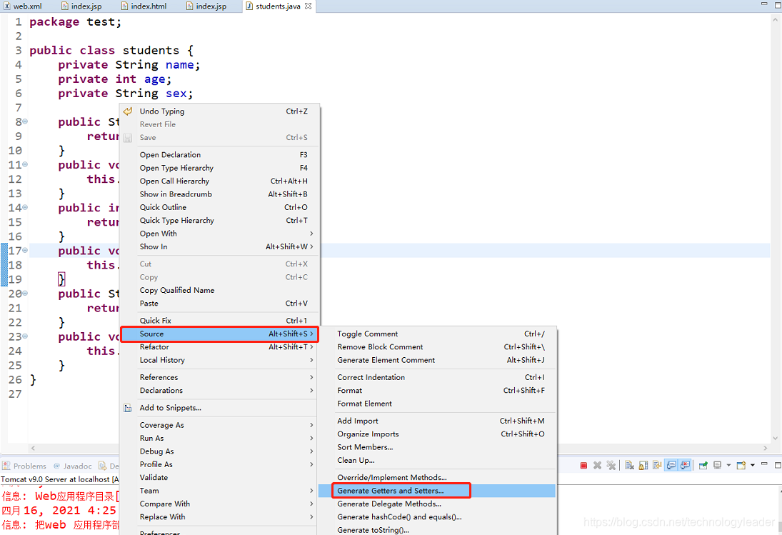 eclipse 自动生成get,set方法_eclipse get set-CSDN博客