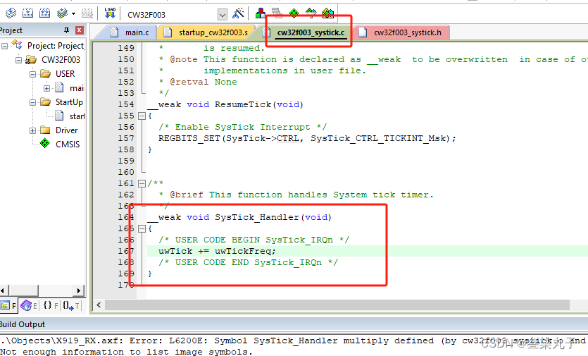 Keil报错：Symbol Systick Handler multiply defined by (xxxxx systick.o and startup xxxxx.0)-CSDN博客