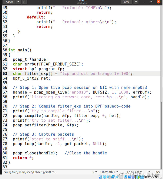 从入门到入土： Seed Lab Packet Sniffing And Spoofing Lab嗅探与欺骗实验详细说明实验步骤实验截图seed Lab实验 Csdn博客