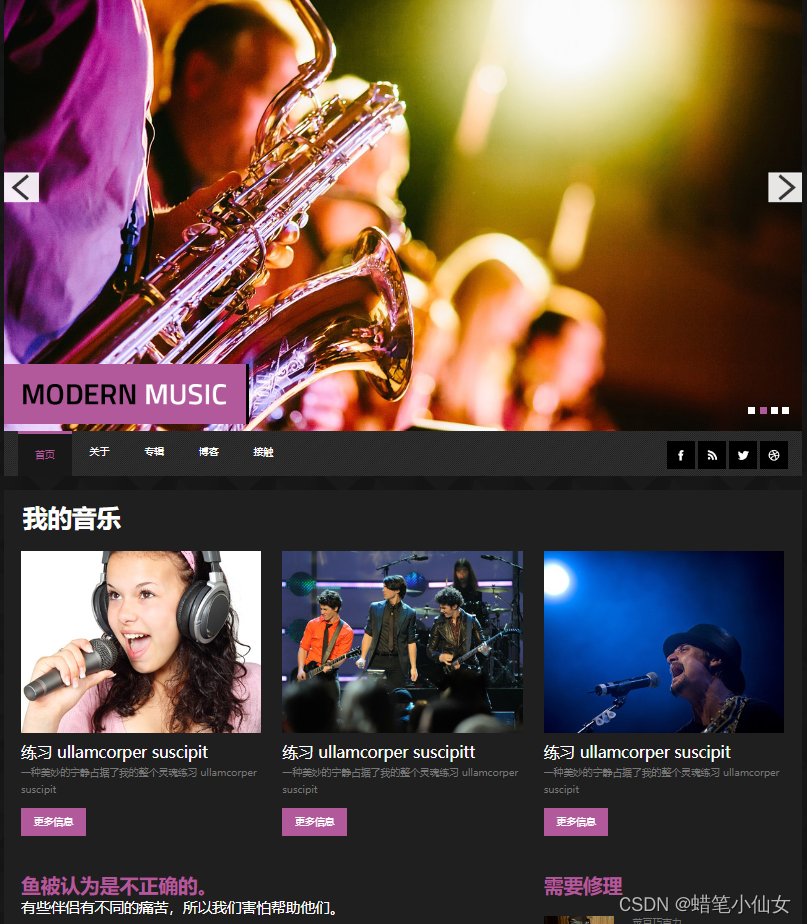 337.大学生HTML期末大作业 —【音乐酒吧网页(5页)】 Web前端网页制作 html+css+js-CSDN博客
