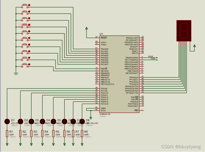AVR128单片机 USART通信控制发光二极管显示_avr单片机128+proteus操作实例-CSDN博客