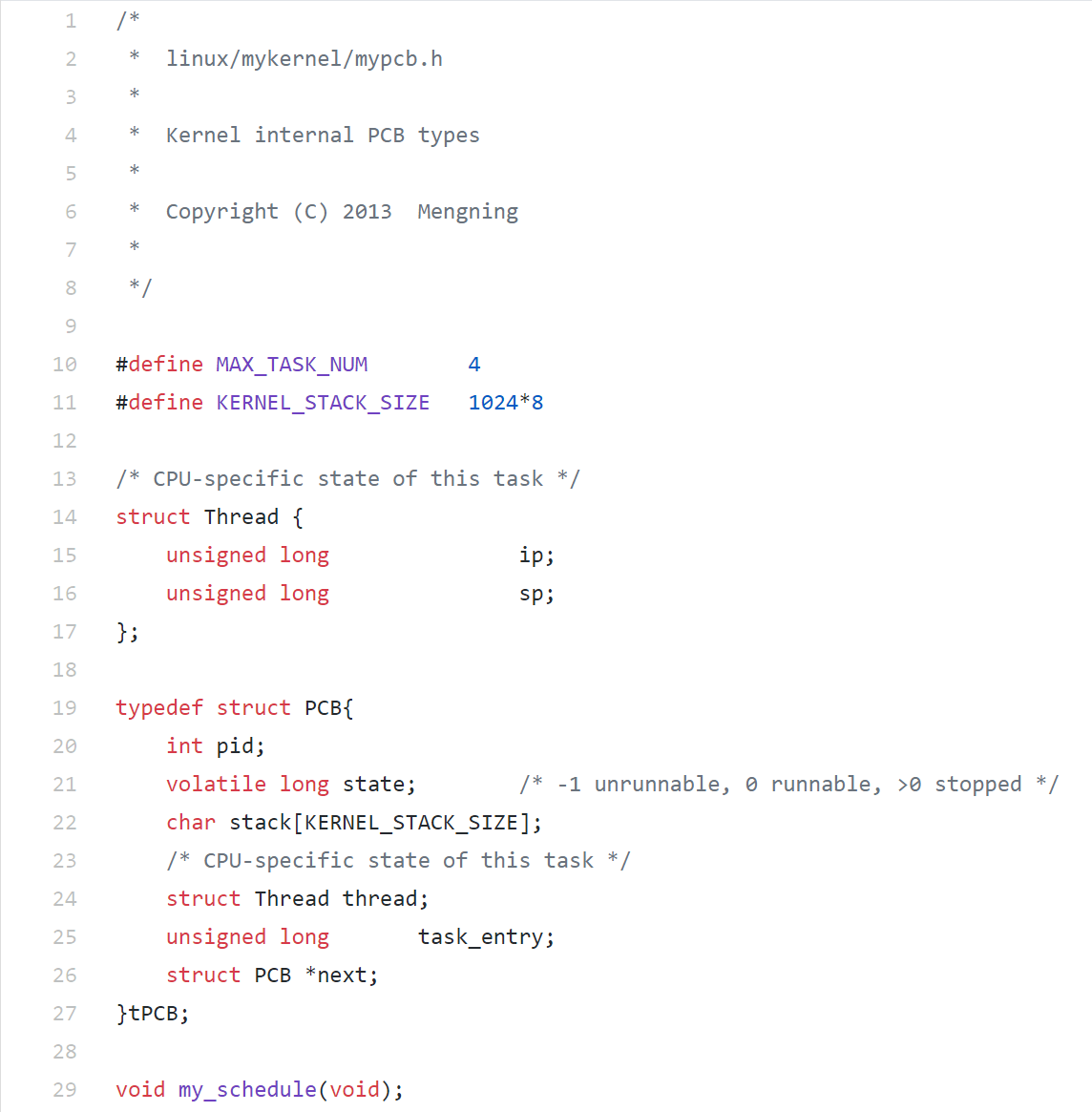 基于mykernel的一个简单的时间片轮转多道程序内核代码的分析-CSDN博客