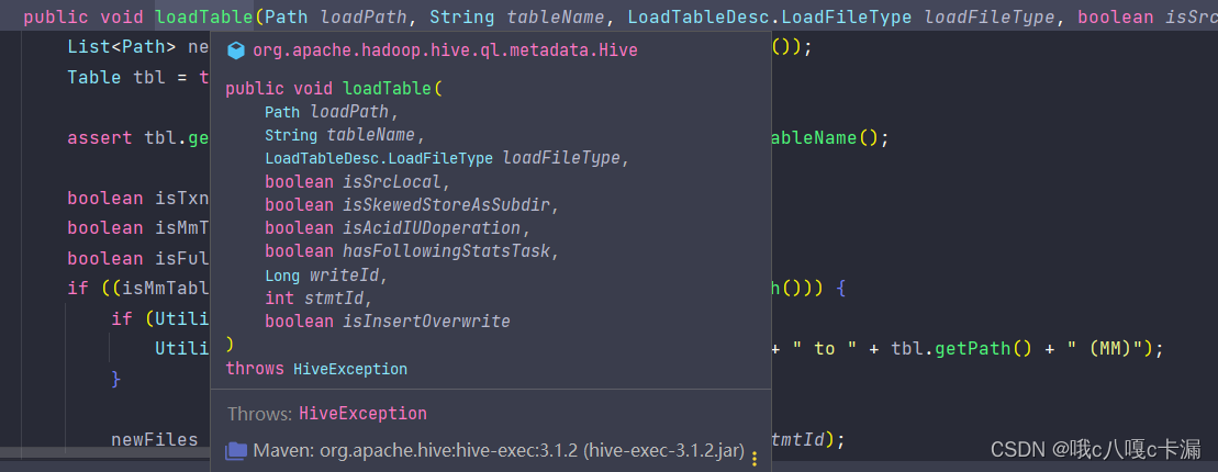 NoSuchMethodException: org.apache.hadoop.hive.ql.metadata.Hive.loadTable_java.lang ...