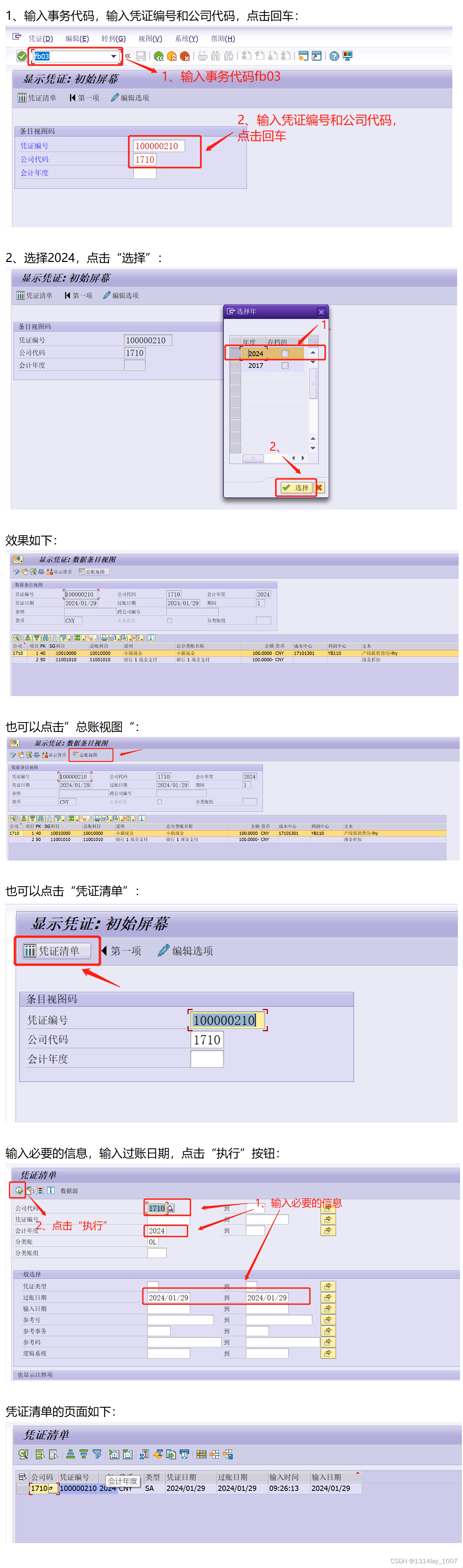 FB03模块下的凭证查看操作指南-CSDN博客