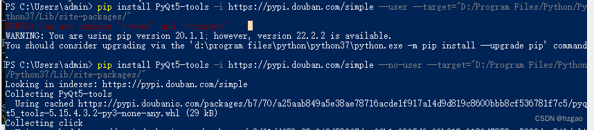 ERROR: Can not combine ‘--user‘ and ‘--target‘_error: can not combine ...