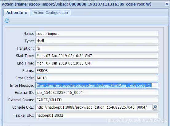 oozie运行时遇到的常见两种错误Main class exit code [1]及JA006:failed on connection exception_main class [org ...