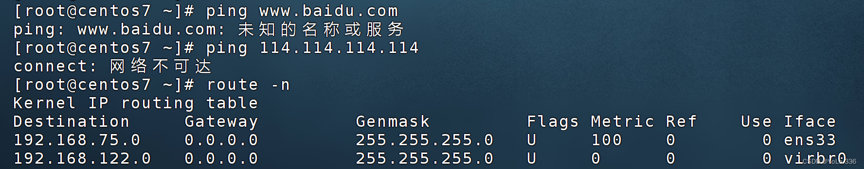 centos7报错connect: 网络不可达，ping: www.baidu.com: 未知的名称或服务-CSDN博客