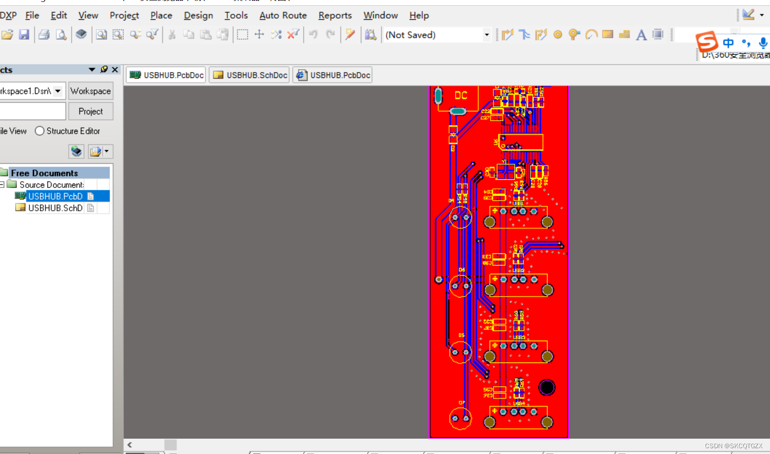 MA8601芯片设计的USB HUB2.0 扩展器(一拖四)原理图+PCB_usb2.0 一拖四 ic-CSDN博客
