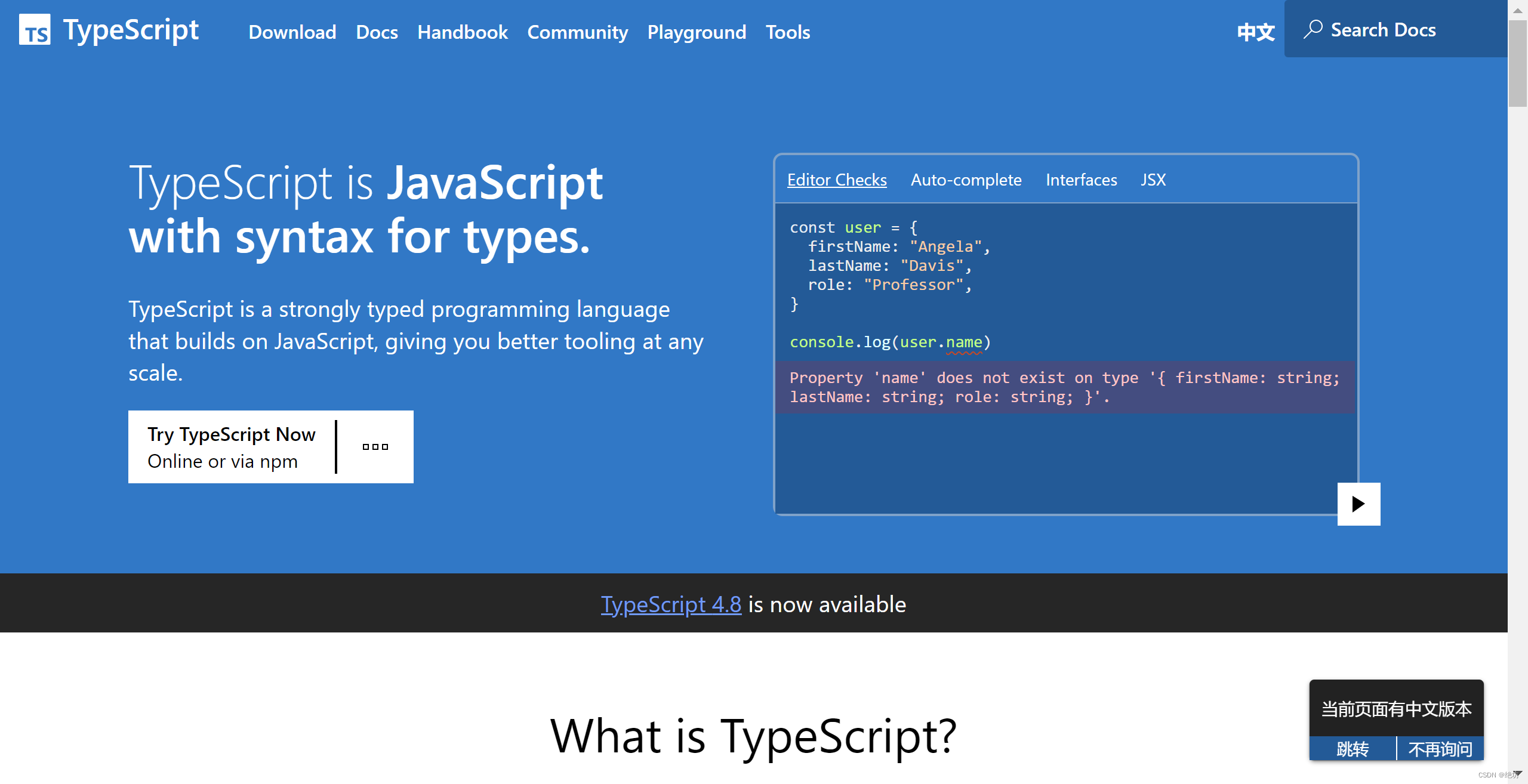 TypeScript在线操练场_typescript在线练习-CSDN博客