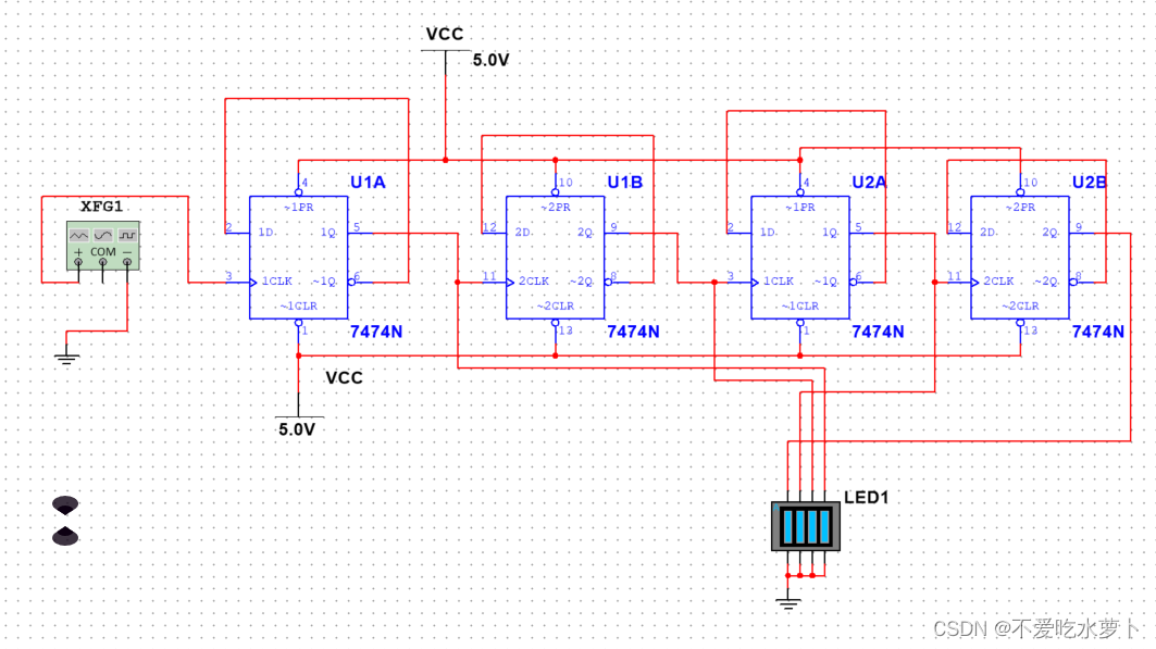 数电实验 三/四/八进制加法器or减法器(实验平台：74HC74)_74hc74应用电路原理图-CSDN博客