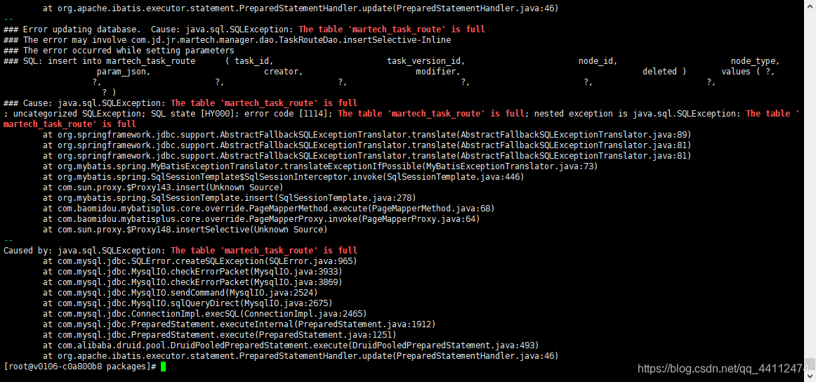 Caused by: java.sql.SQLException: The table ‘XXX’ is full（mysql the table is full）_sqlexception ...