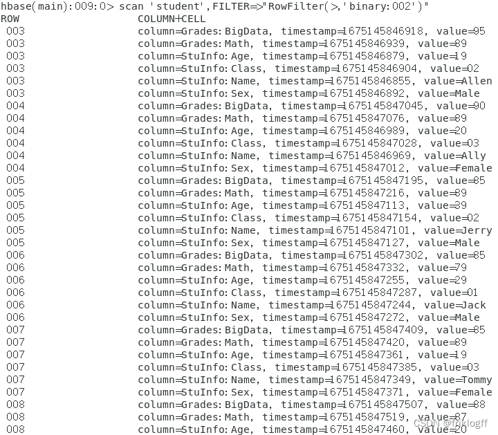 【大数据存储与处理】实验二 HBase 过滤器操作_hbase shell 过滤器使用-CSDN博客