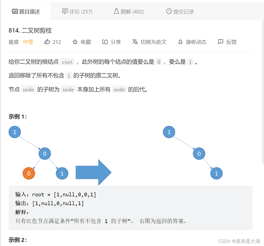 Leetcode-814 二叉树剪枝_leet814-CSDN博客