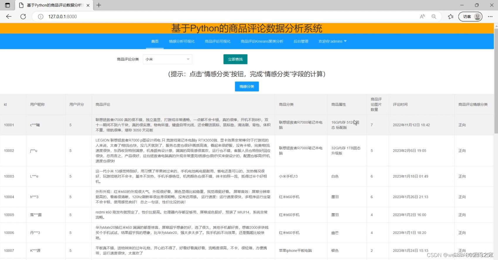 毕业设计：python商品评论数据分析可视化系统情感分析 Django框架（源码）商品评论情感分析与可视化 Csdn博客