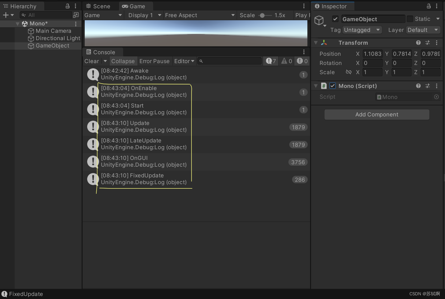 Unity的GameObject生命周期_unity gameobject 生命周期-CSDN博客