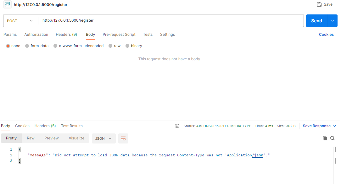 解決flask-restful提示Did not attempt to load JSON data 问题_did not attempt to load json data because ...