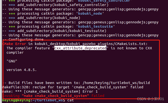 ubuntu18 编译ROS代码 报“cxx_attribute_deprecated”is not know to CXX compiler_ubuntu cxx-CSDN博客