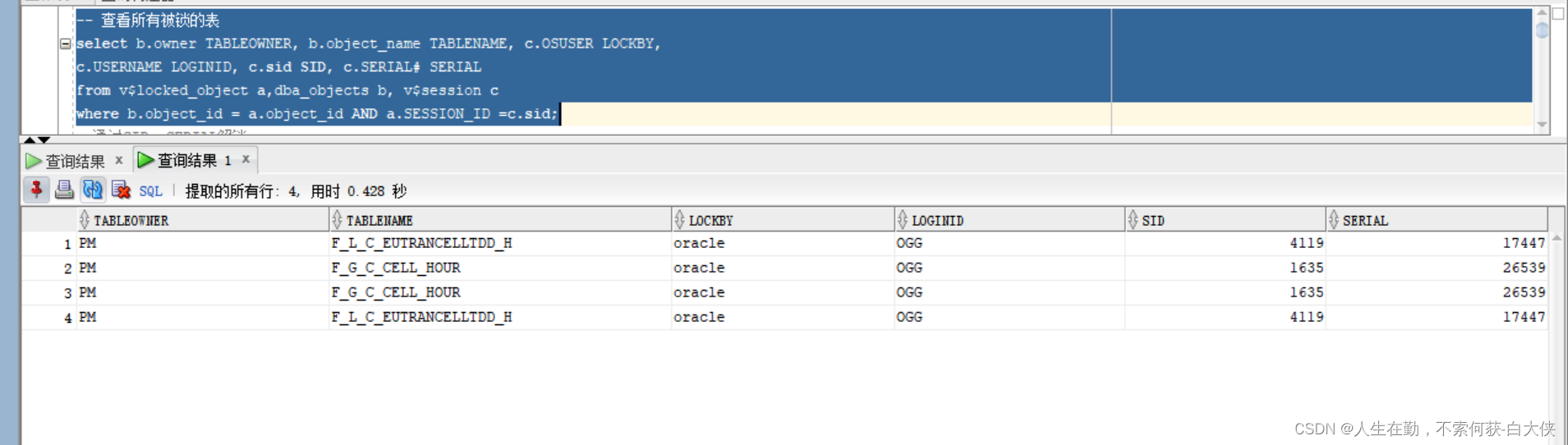 明明表没锁，却报SQL 错误: ORA-04021: 等待锁定对象 时发生超时-CSDN博客