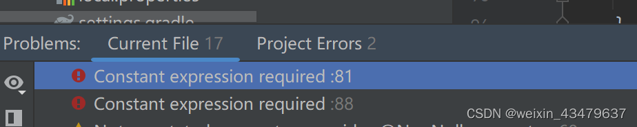 android创建menu时选择item时报错：Constant expression required_android constant expression required-CSDN博客