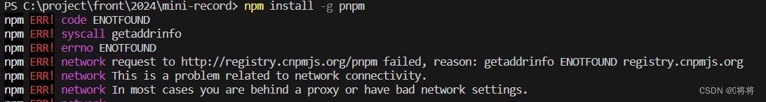 解决 npm无法安装pnpm问题_npm install pnpm -g安装不了-CSDN博客