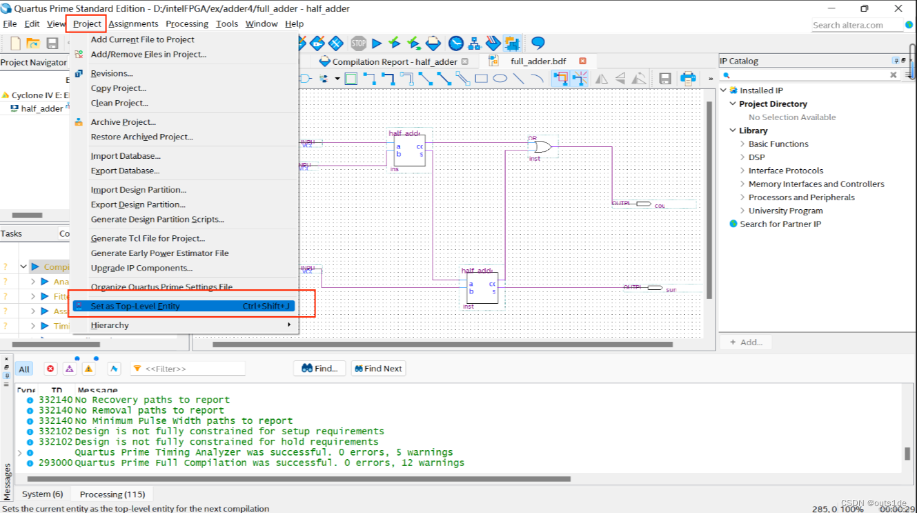 基于Quartus完成1位全加器的设计及4位全加器的设计_quartus设计-CSDN博客