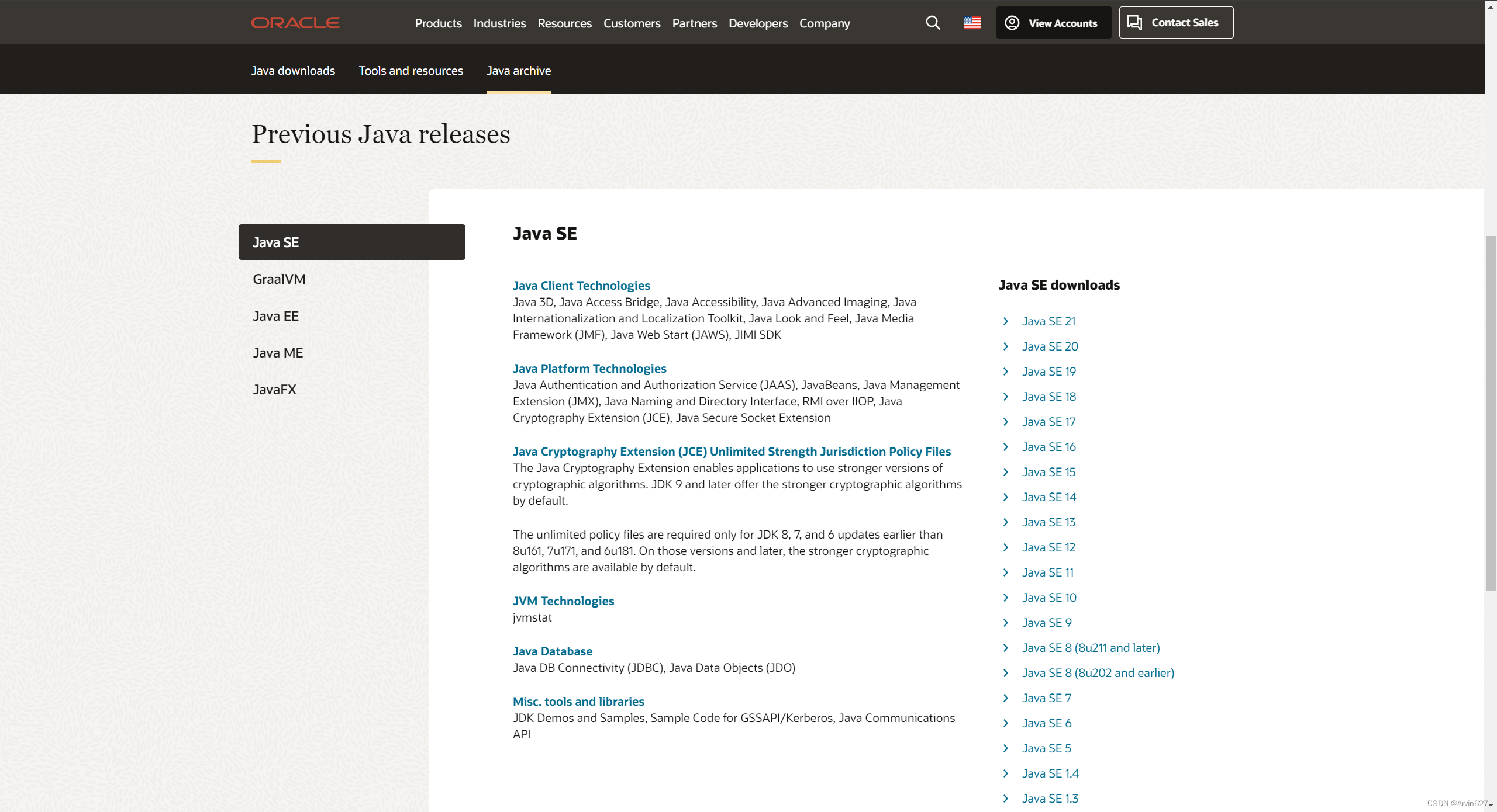 【记录】JDK历史版本官网地址_jdk官网历史版本-CSDN博客