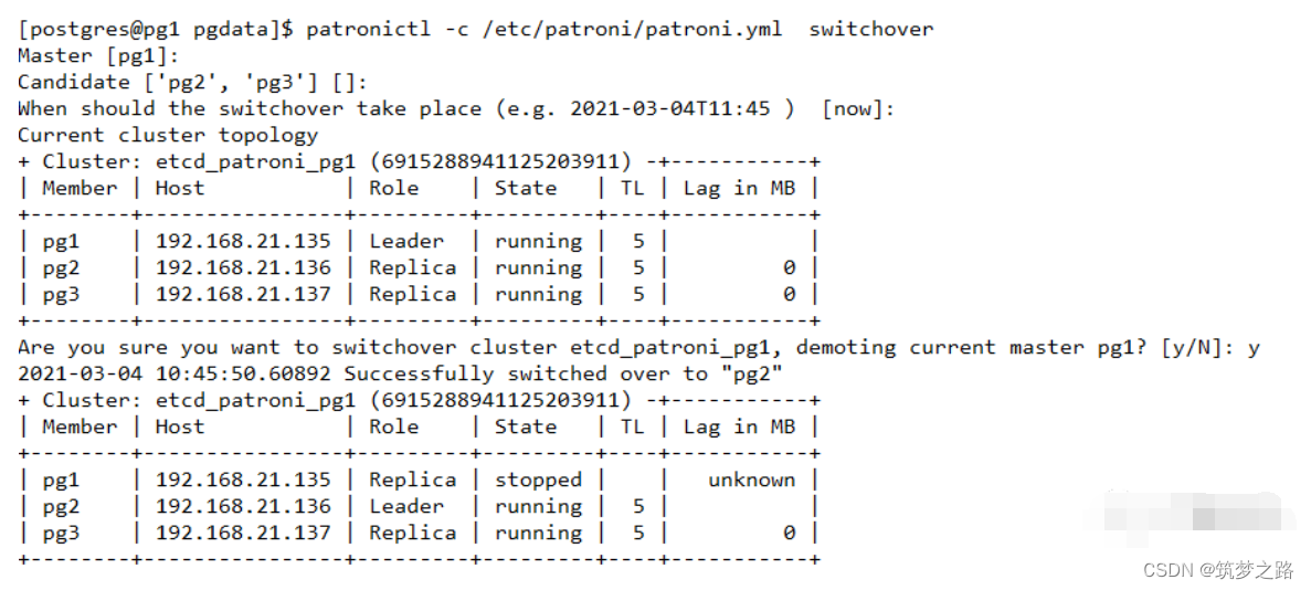 基于Patroni+etcd+流复制搭建PostgreSQL高可用——筑梦之路_patroni etcd-CSDN博客