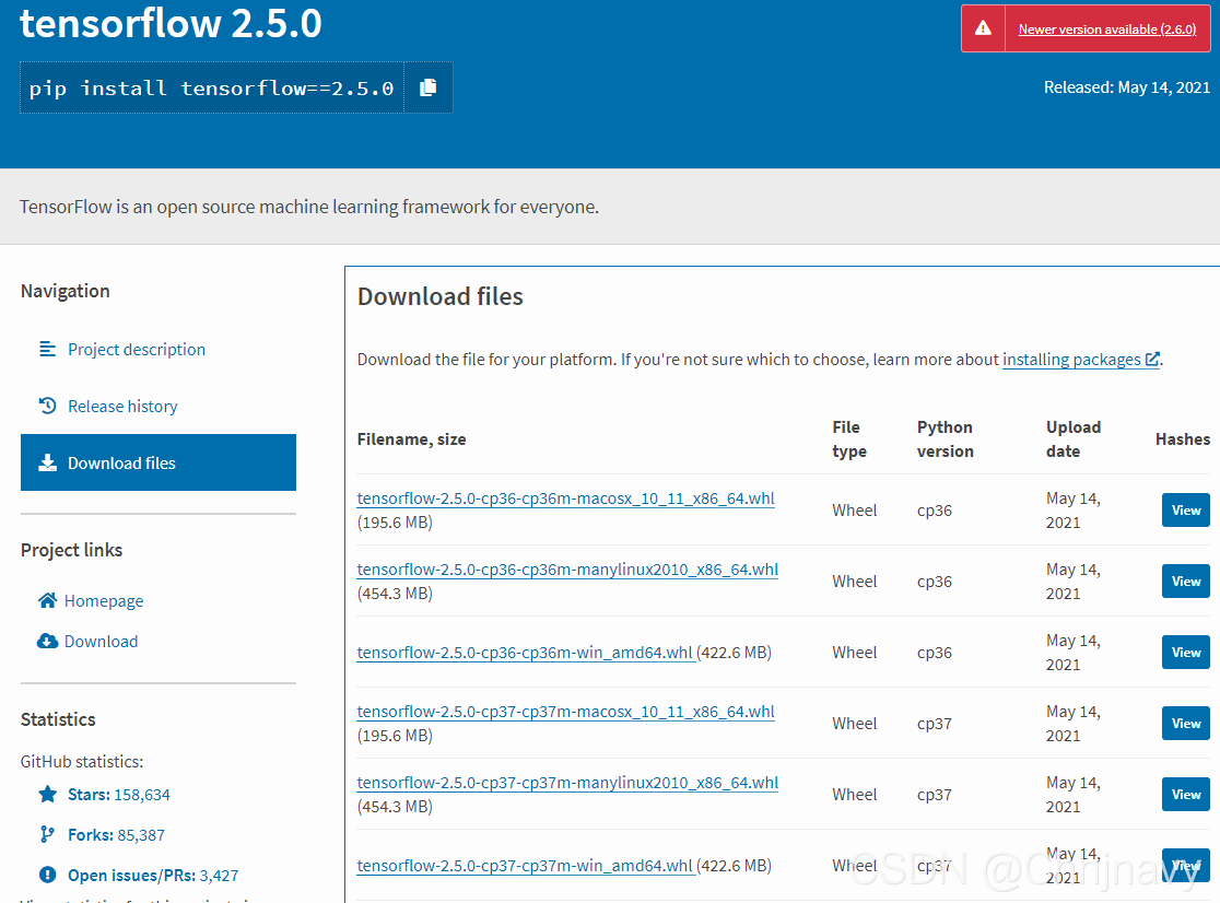 ubuntu20.10 安装低版本tensorflow1.8 或者 tensorflow2.5 步骤_快速tensorflow2.5.0的下载-CSDN博客