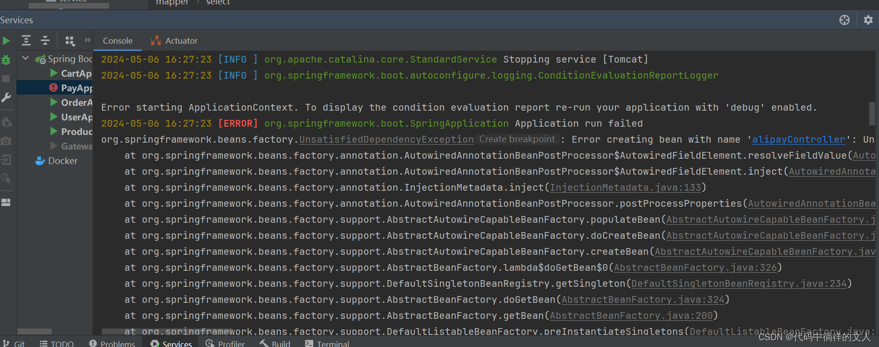 service-pay模块里面启动失败，缺少redis依赖_error c.g.modules.system.service.impl ...