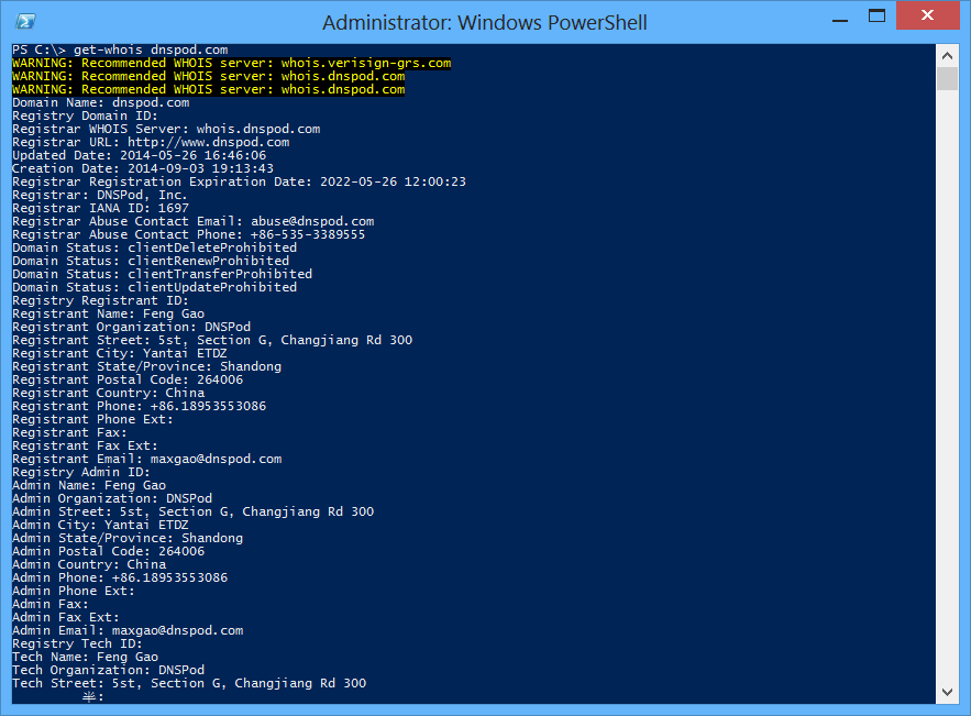 通过PowerShell获取域名whois信息-CSDN博客
