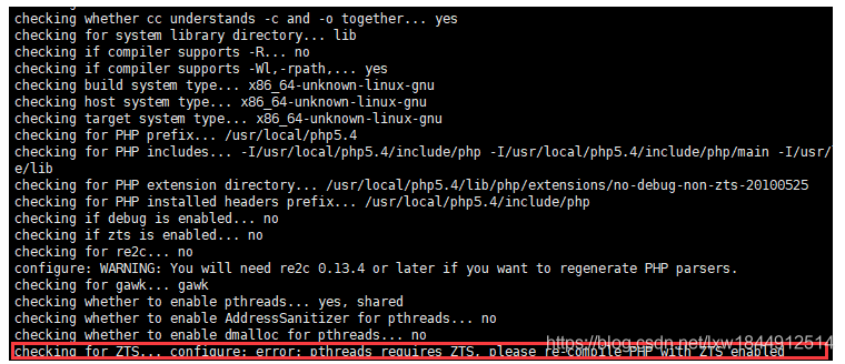 checking for ZTS... configure: error: pthreads requires ZTS, please re-compile PHP with ZTS ...