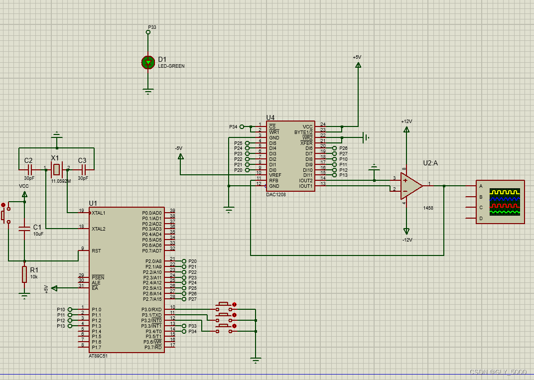基于51单片机的波形发生器设计（proteus仿真波幅周期可调）_51单片机proteus波形发生器-CSDN博客
