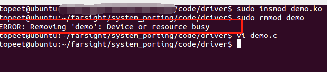 内核模块insmod、rmmod过程中问题解决Device or resource busy_insmod device or ...