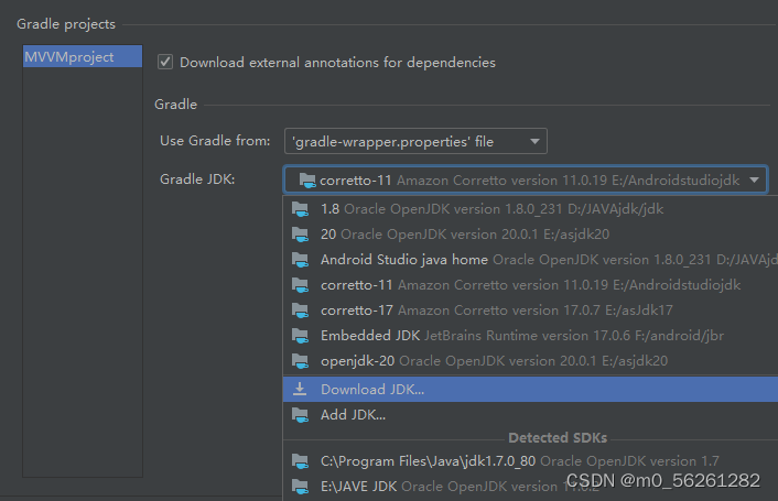 Android studio不自动提示代码以及gradle jdk版本要求问题：Android Gradle plugin requires Java 11 to run. You ...