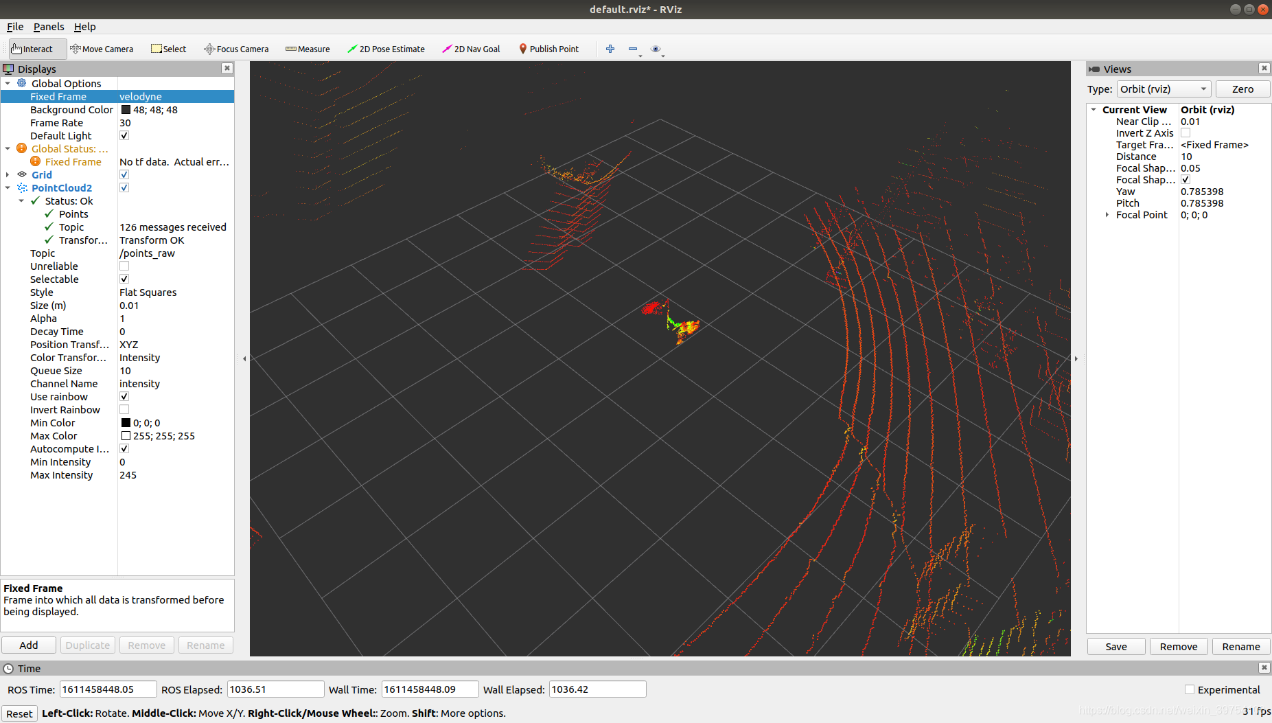 记录如何用rviz查看ros节点发布的消息_for frame [velodyne]: fixed frame [map] does not e-CSDN博客