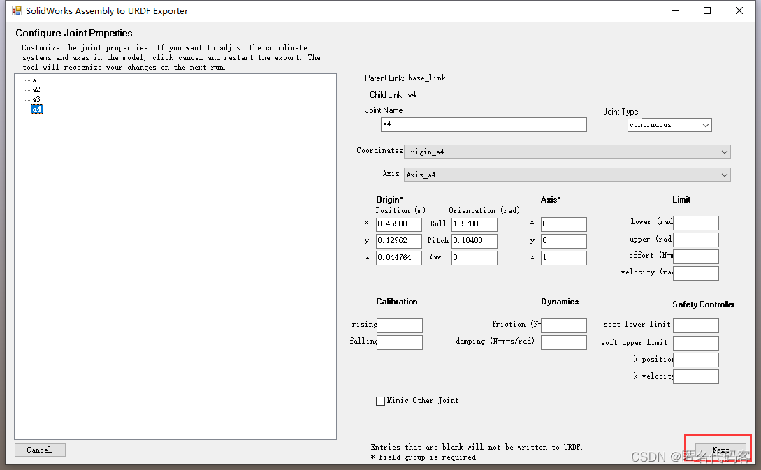 Solidworks机器人导出URDF文件，导入Webots并控制_sw2urdf-CSDN博客