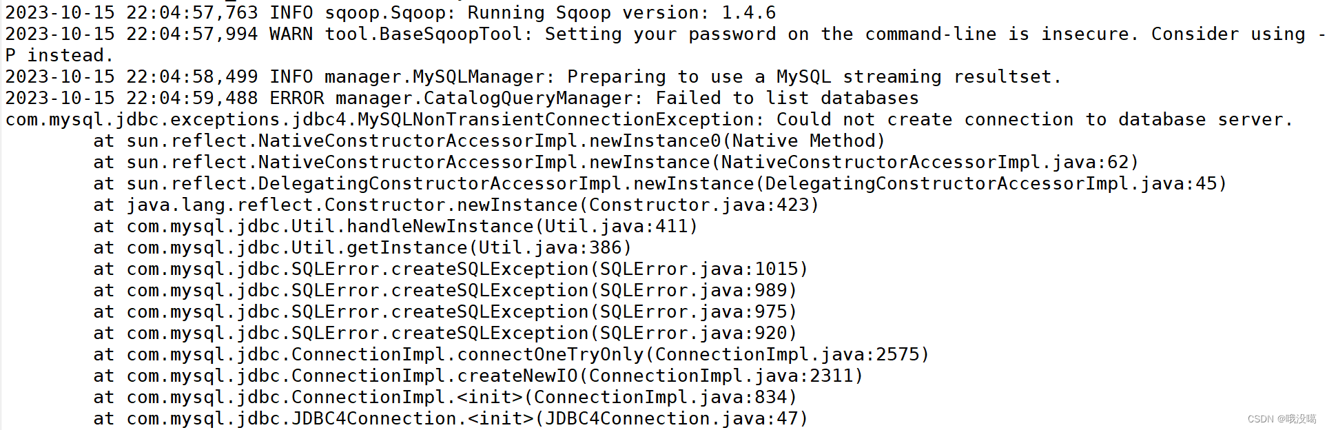 linux上的**sqoop**连接本机**mysql**数据库异常_sqoop连接mysql失败-CSDN博客