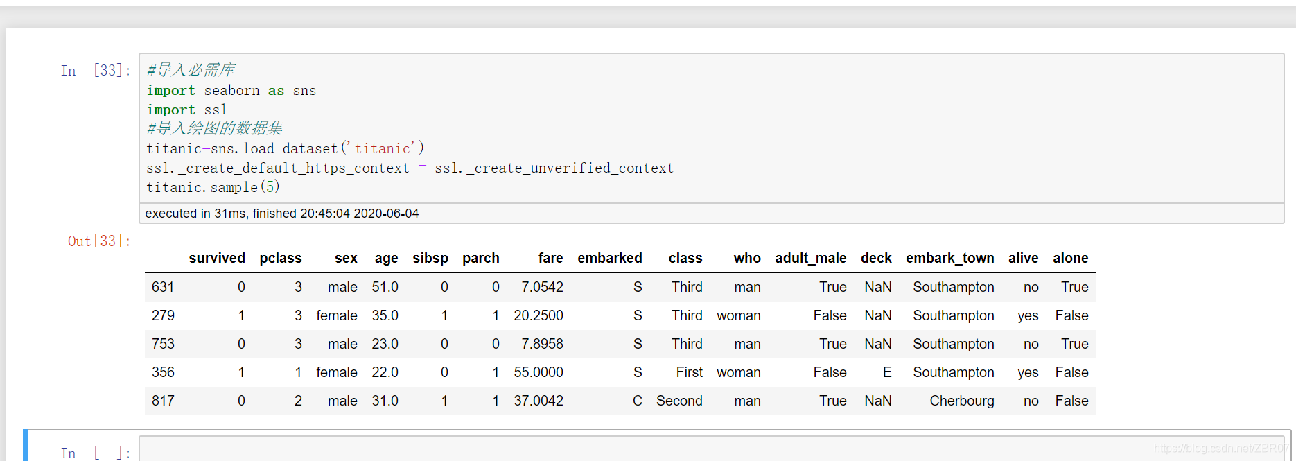 seaborn调用load_dataset函数时出现URLError_titanic