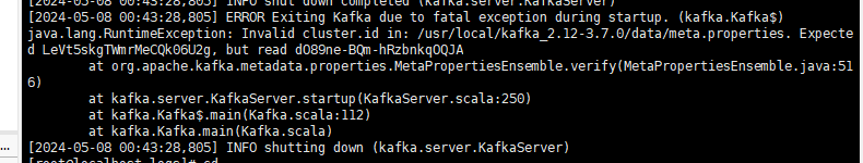 kafka 集群搭建启动报错：java.lang.RuntimeException: Invalid cluster.id in: /usr/local/kafka_2.12-3.7.0 ...