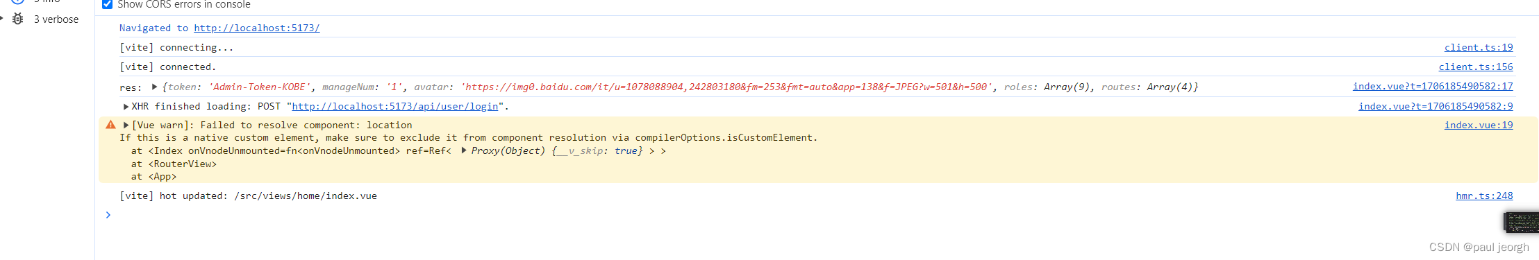 vue3 警告===＞[Vue warn]: Failed to resolve component: locationIf this is a native custom element ...