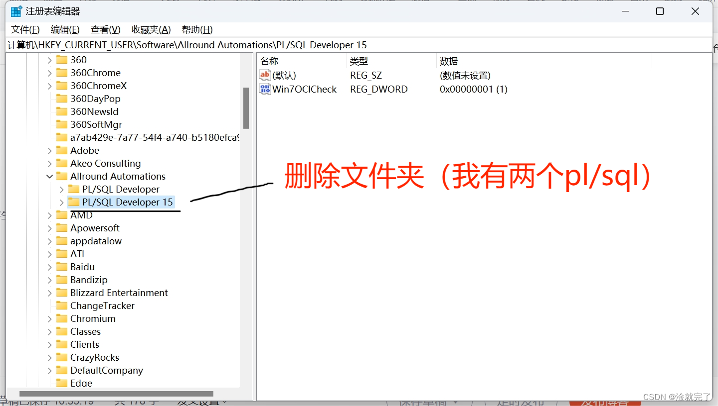 重置PLSQL试用期：删除注册表设置,-CSDN博客